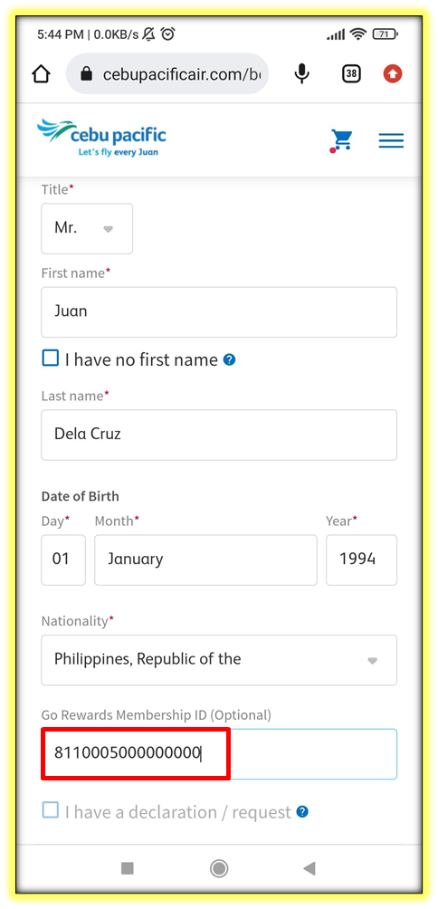 How to add my Go Rewards Membership Number in my Cebu Pacific Booking ...