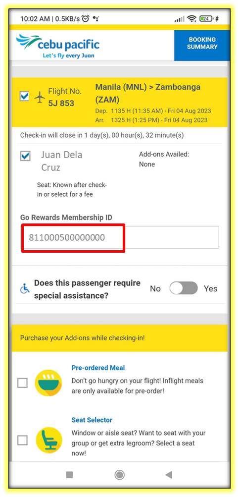 How to add my Go Rewards Membership Number in my Cebu Pacific Booking ...